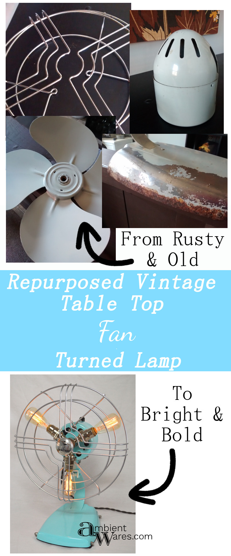 Refurbished Industrial Styled Mid-Century Fan Turned Lamp