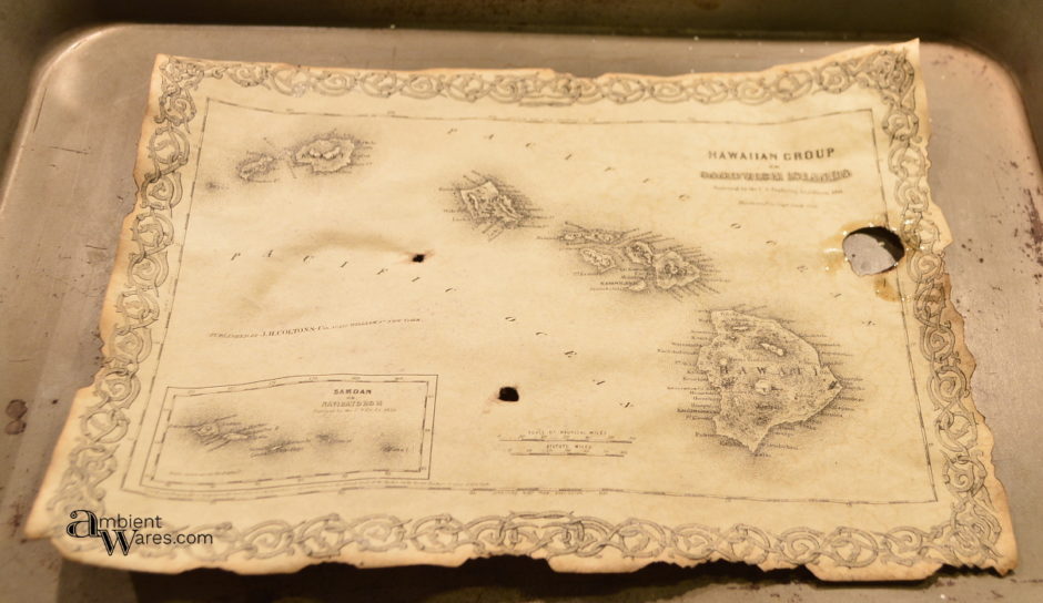 Black and White Printed Map Antiqued with Coffee and Tea Stain