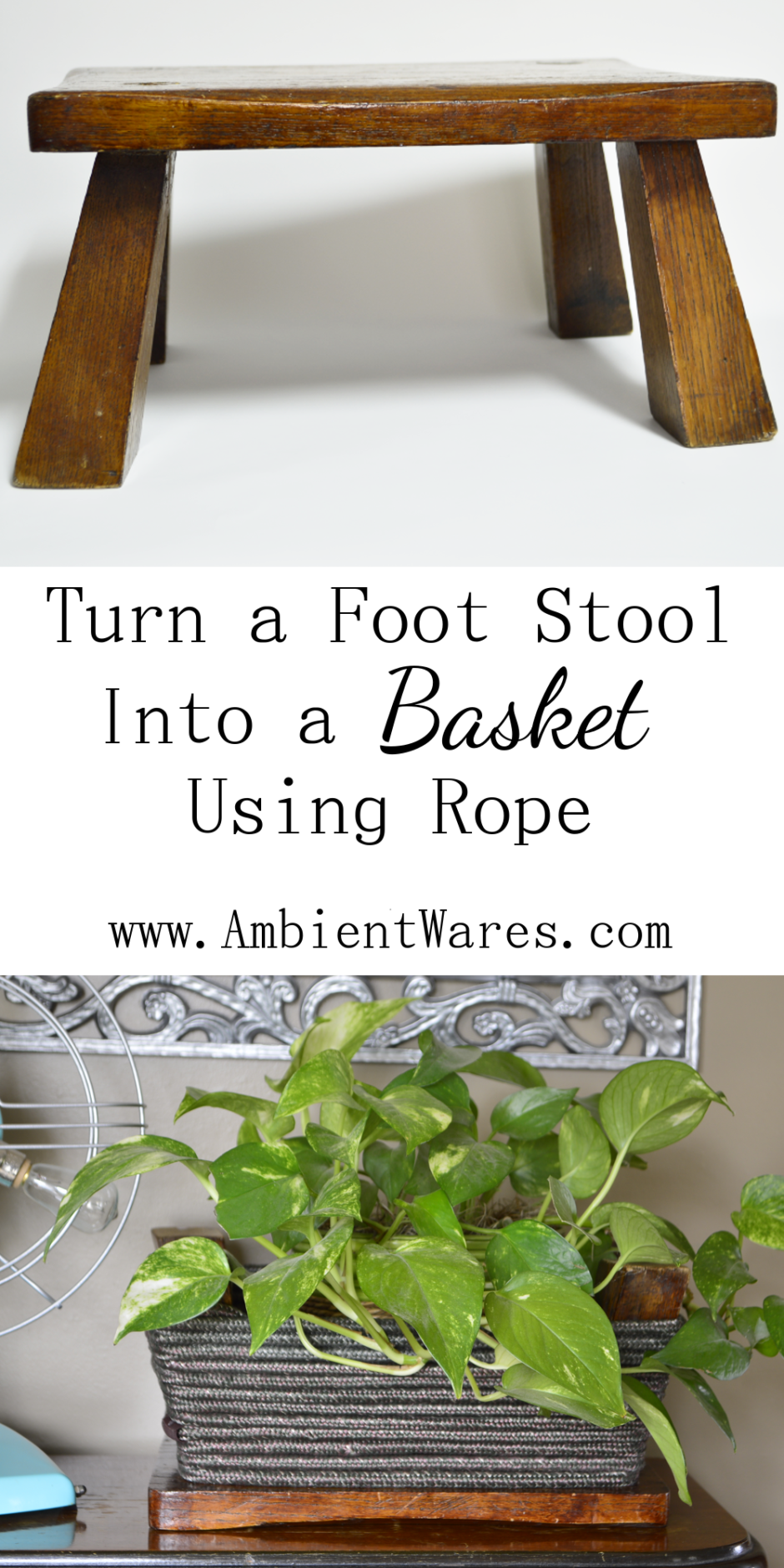 DIY Basket From A Foot Stool