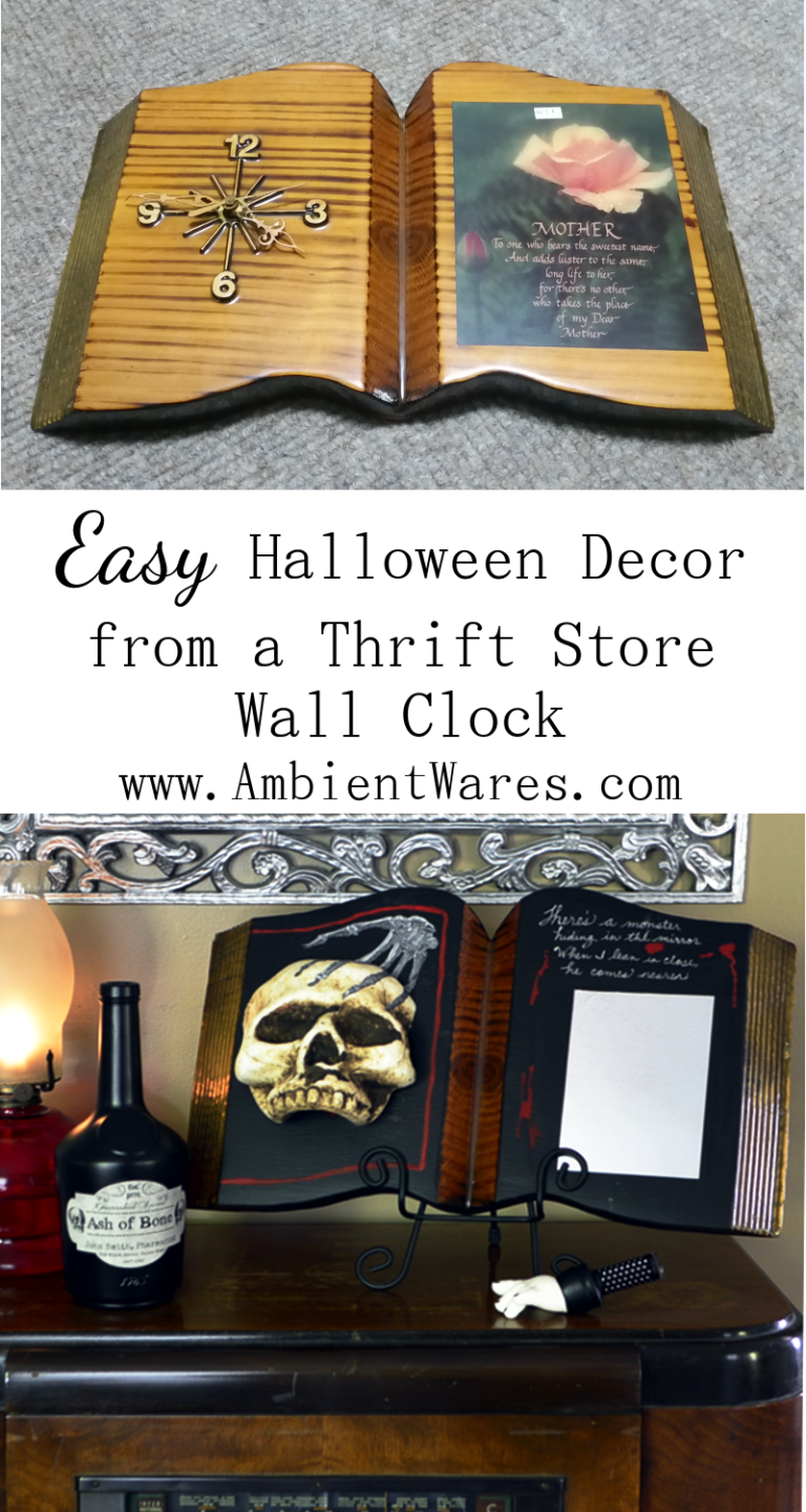 Thrift Store Clock Makeover into Creepy Halloween Decor
